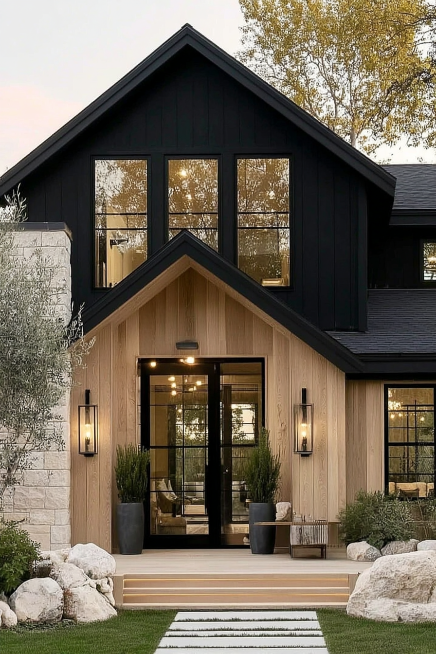 Modern Rustic Farmhouse Design: Black Marble, Warm Wood, and Timeless ...
